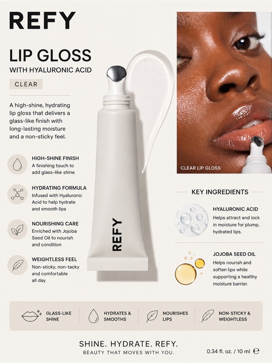 REFY | Makeup | Refy Clear Lip Gloss With Hyaluronic Acid Full Size ...